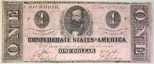Confederate States Currency - $1 1862 Clement C. Clay