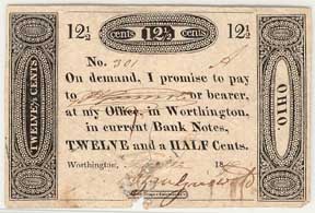 Ohio Obsolete Currency - $.125 1819 Ezra Griswold, Worthington