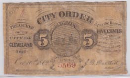 Ohio Obsolete Currency - $.05 1862 City Order, City Of Cleveland