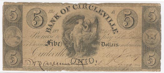 Ohio Obsolete Currency - $5 1849 Bank Of Circleville