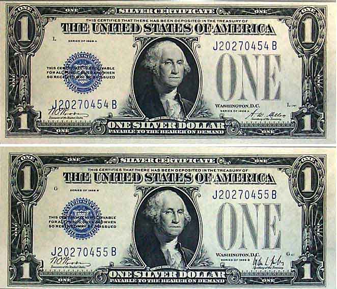 United States Fancy Number Currency - Change-Over Pair